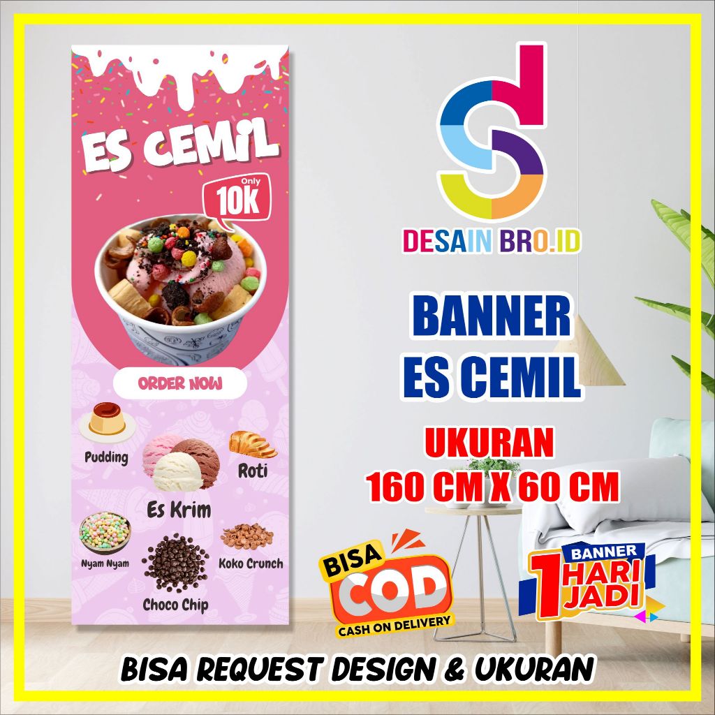 Jual BANNER/SPANDUK ES CEMIL UKURAN 60X160 CM | Shopee Indonesia