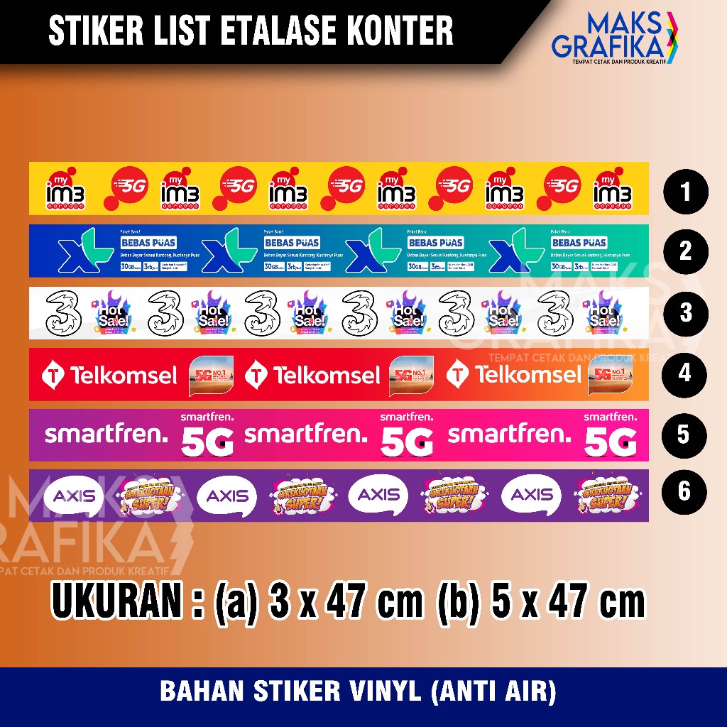 Jual STIKER LIST ETALASE KONTER LOGO - LOGO PROVIDER (PER PCS) | Shopee ...
