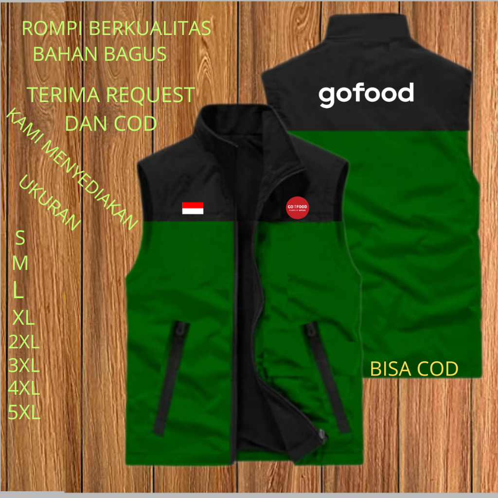 Jual Bisa Custom - Rompi Motor GO-Jek (gofood), Rompi Driver Tebal ...