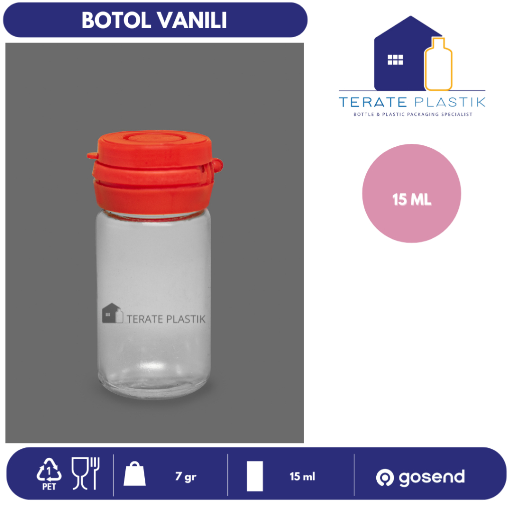 Jual Botol Vanili 15 ml | Tutup Merah / Putih | Terate Plastik Bandung ...