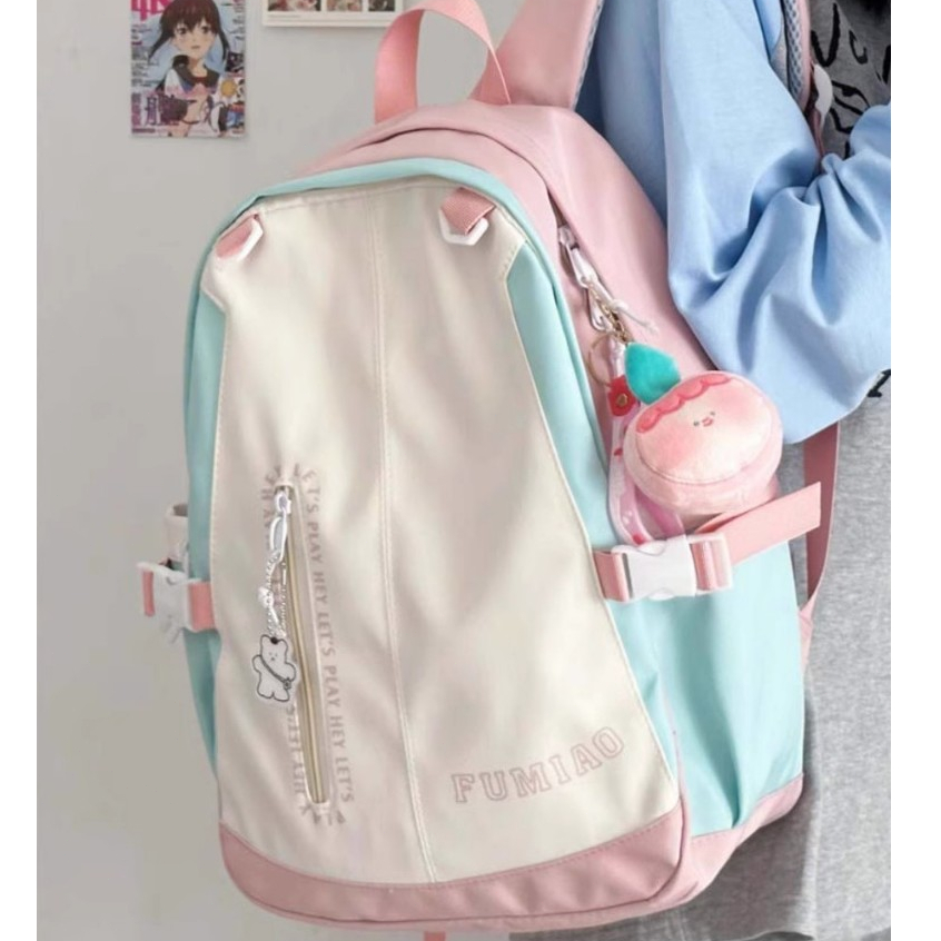 Jual 【Ready 】Tas Sekolah lucu wanita Tas Bahu Kapasitas Besar Merah ...