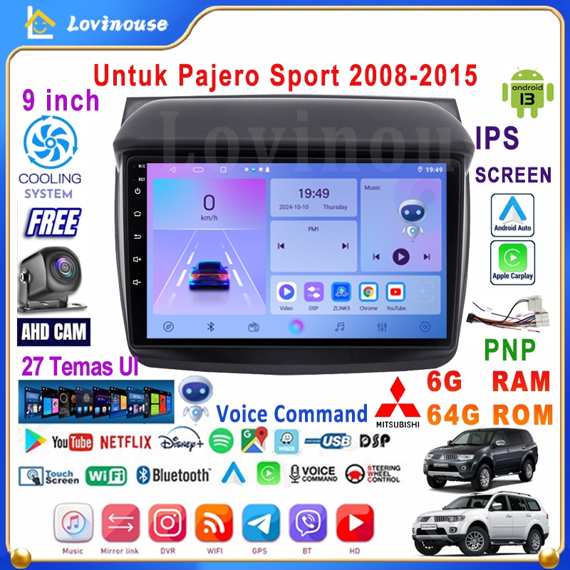 Jual 【Untuk Pajero Sport 2008-2015】6G+64G Android 13 Head Unit Dengan Frame/PNP Soket 9 Inch IPS ...