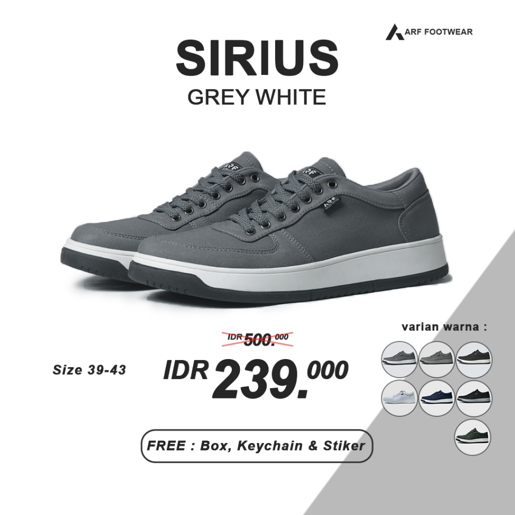 Jual ARF Sirius Grey White Sepatu Sneakers Casual Pria Wanita Distro ...