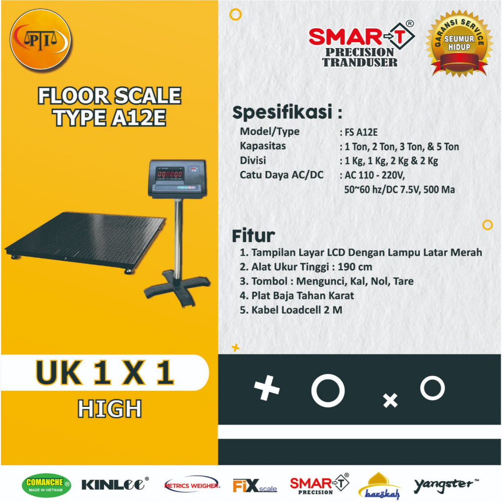 Jual Timbangan lantai floor scale a12e 1x1 high | Shopee Indonesia