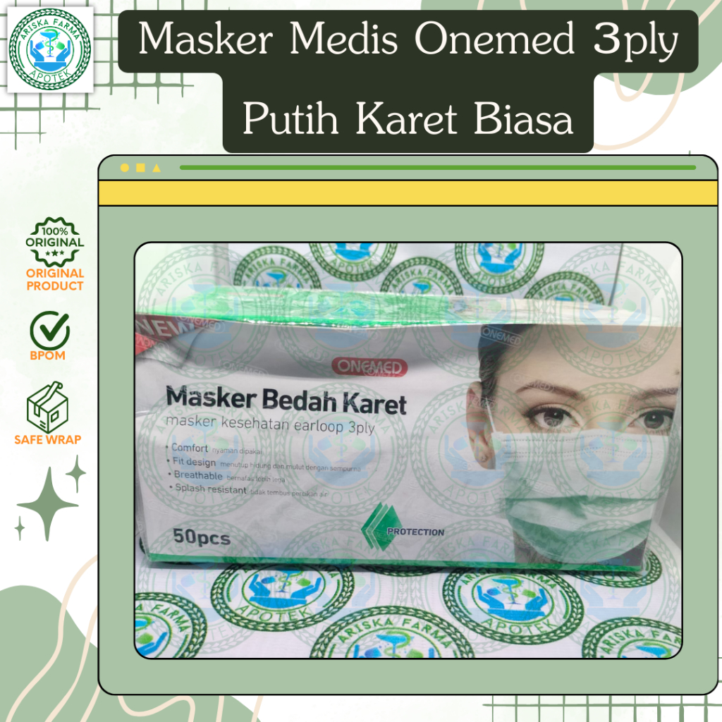 Jual Masker Medis Onemed 3ply Putih Karet Biasa per box | Shopee Indonesia