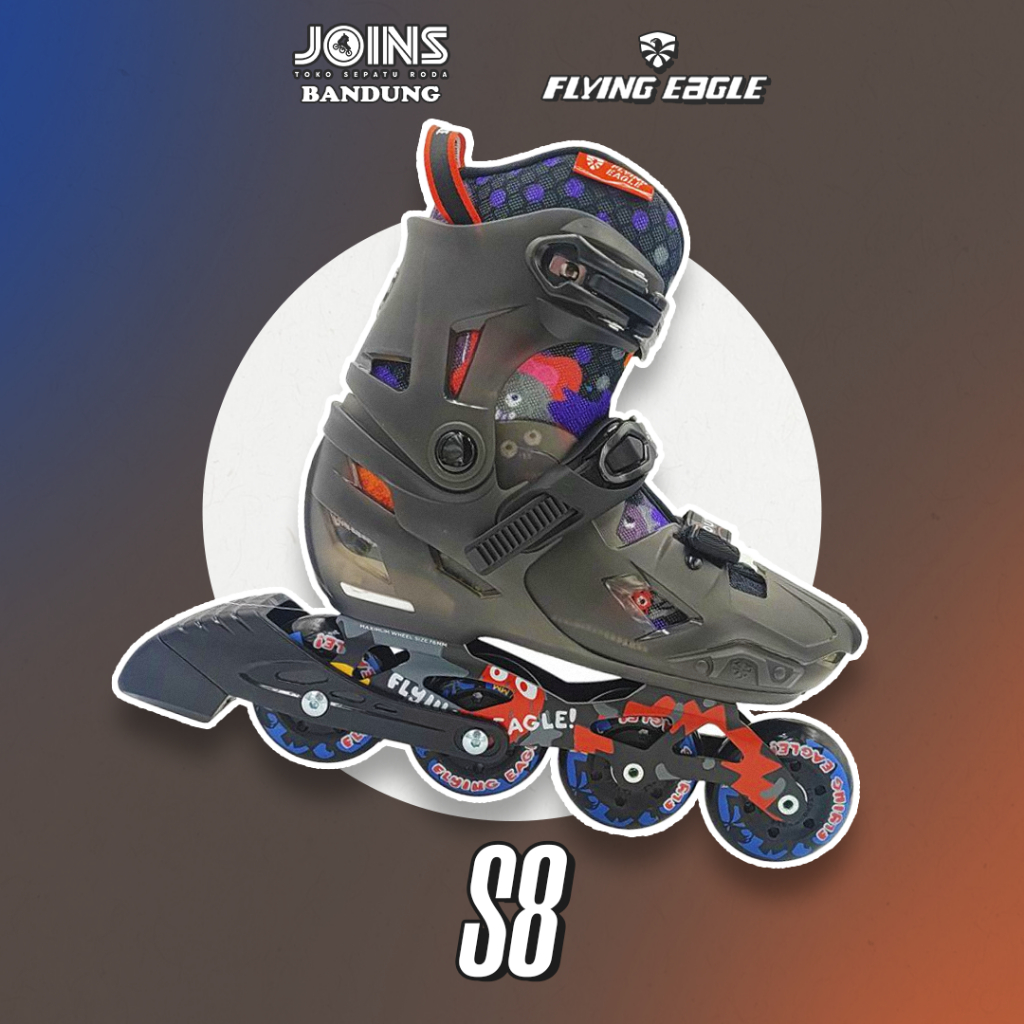 Jual Sepatu Roda Anak Inline Skate Pemula Flying Eagle S8 BLACK ...