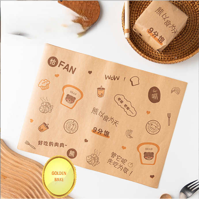 Jual GBake 25Pcs Wax Paper 28x38 cm /Kertas Minyak Motif BEAR ROTI ...