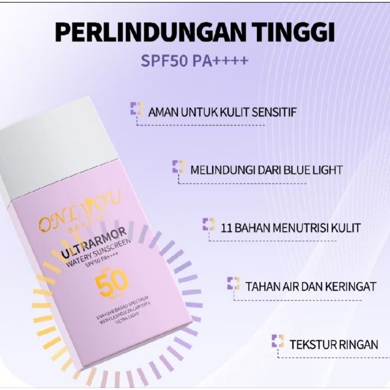 Jual [NEW LAUNCH] ONLYOU Ultrarmor Watery Sunscreen SPF50 PA ...