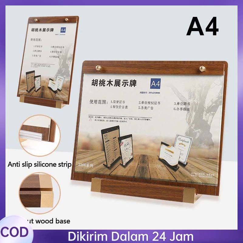 Jual Stand Menu Menu Kayu Wood Sign Holder Stand Kalender Menu Holder ...