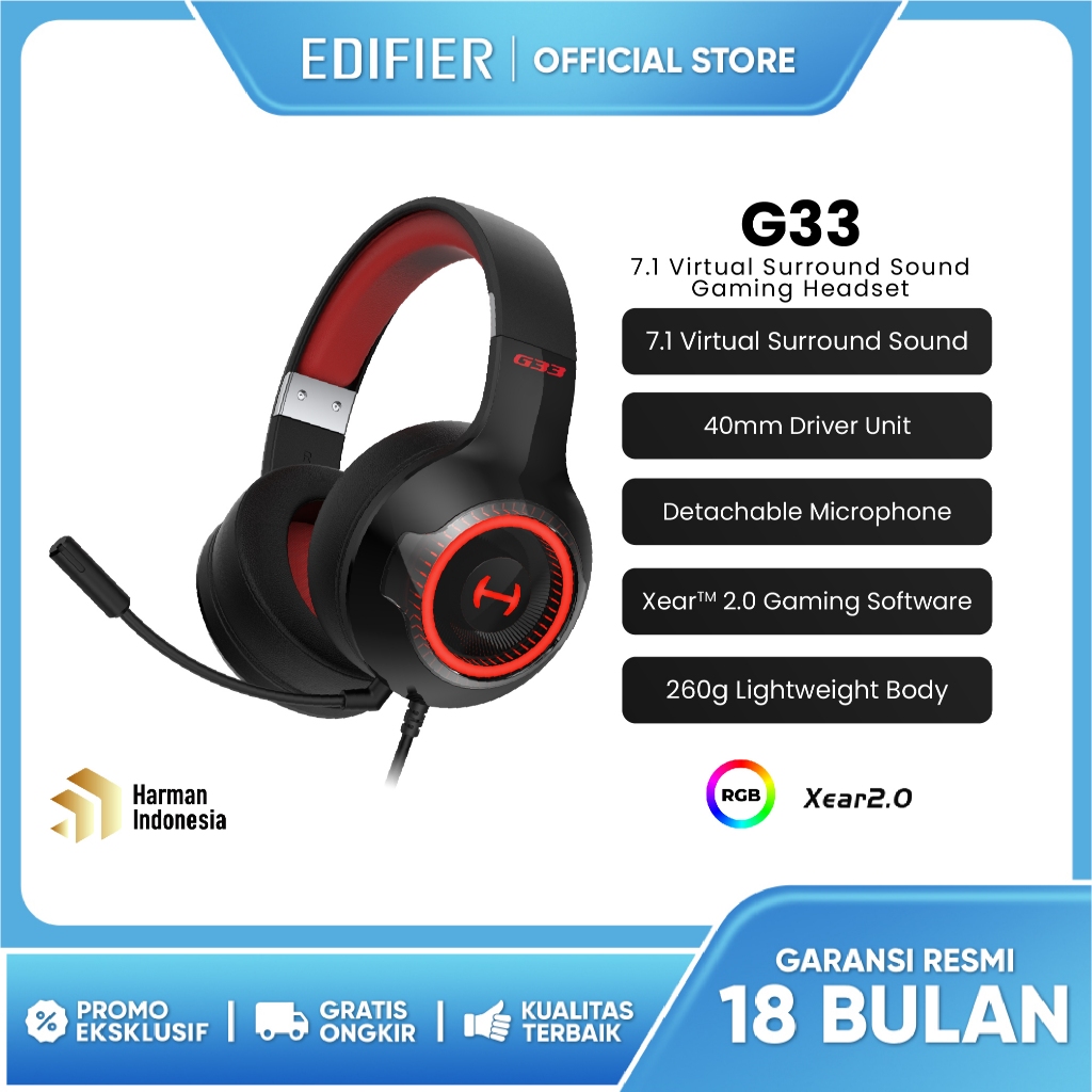 Jual EDIFIER G33 New Season 7.1 Surround Sound USB Gaming Headset ...
