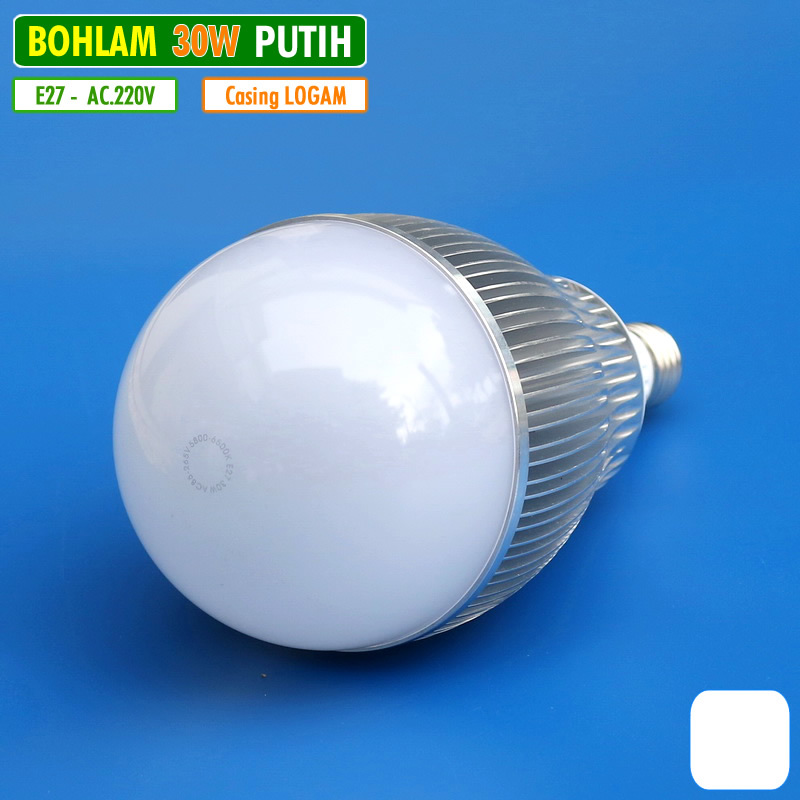 Jual Lampu Bohlam Led 30W Putih Casing Alumunium Logam Sirip E27 AC 220V HPL 1W Plafon Langit ...