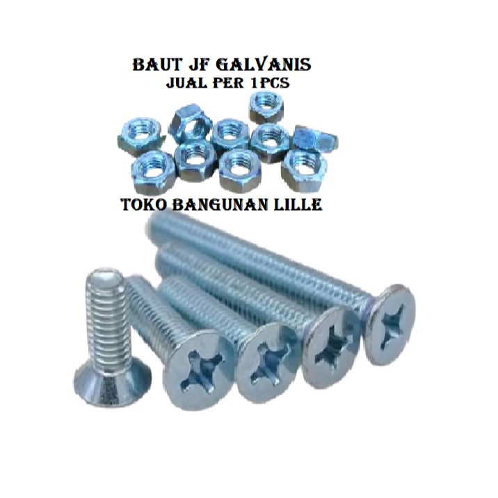 Jual Mur Baut JF M 3 Baut Kepala Obeng Plus Gepeng Galvanis Pan Head Bolt Kepala m3 Pengencang ...