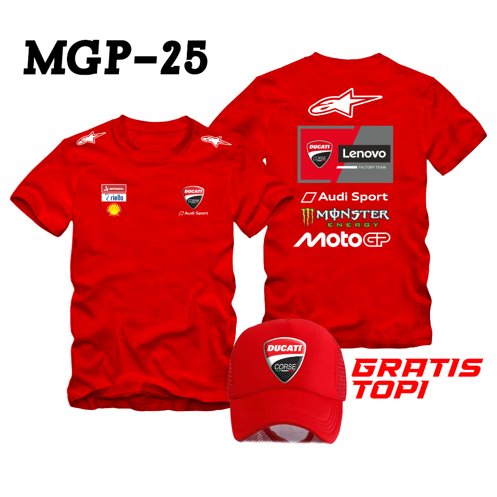 Jual KAOS MOTOGP DUCATI NEW 2025 GRATIS TOPI Lengan Pendek Motif Logo ...