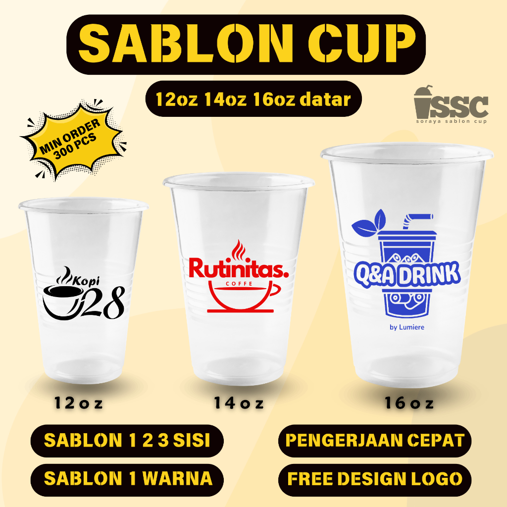 Jual SABLON CUP 12.14.16 OZ DATAR / SABLON CUP CUSTOM / SABLON GELAS ...