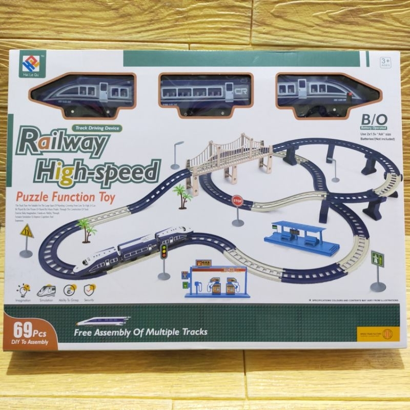 Jual mainan kereta api cepat jakarta bandung whoosh Shinkansen railway high speed DIY electric ...