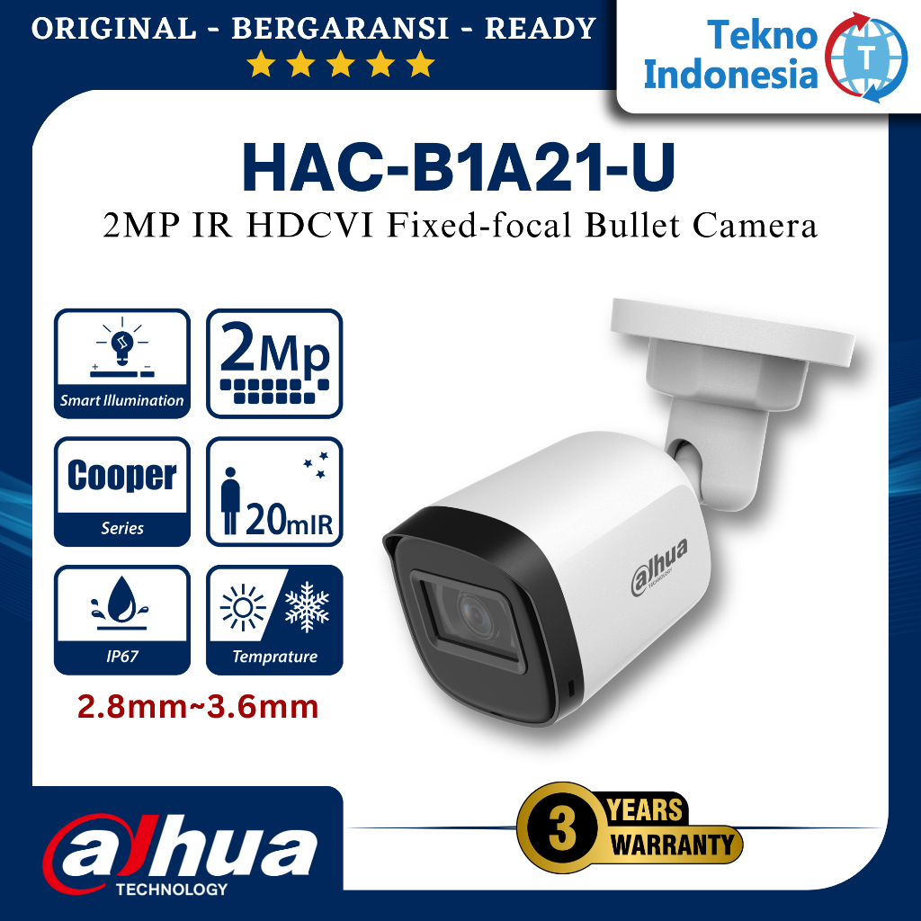 Jual GROSIR! Kamera CCTV DAHUA B1A21P COOPER 2MP BULLET 4 IN 1 OUTDOOR ...