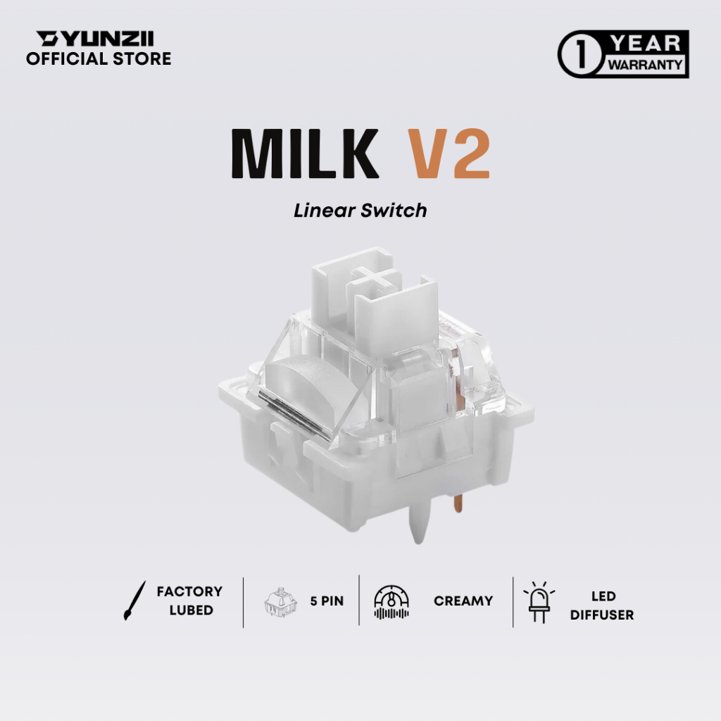 Jual YUNZII Milk V2 5-Pin Mechanical Keyboard Linear Switch | Shopee ...