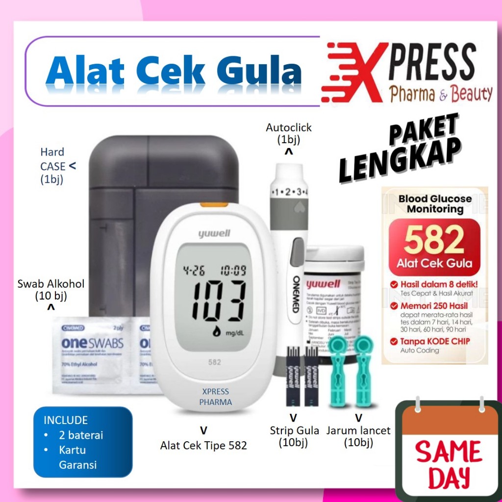 Jual XPRESS ! YUWELL 582 GULA DARAH Alat Tes Cek Safe Accu Diabetes ...