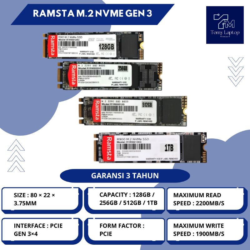 Jual SSD RAMSTA M.2 NVME GEN 3 PCIE CAPACITY 128GB/256GB/512GB/1TB ...