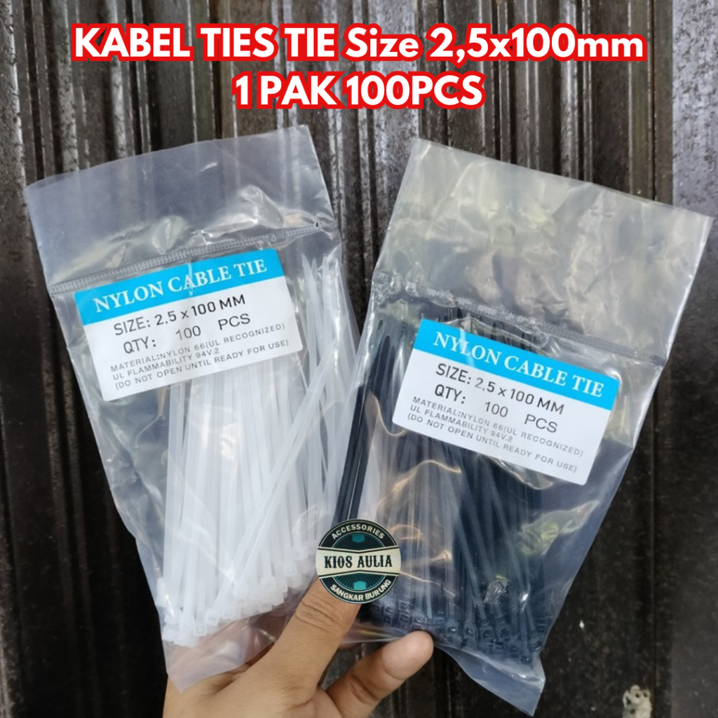 Jual KABEL TIES TIE 1 PAK ISI 100 PCS UKURAN 2.5 X 100 TEBAL PANJANG 10 ...