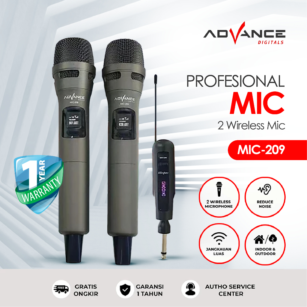 Jual ADVANCE MIC-209 Profesional Mic Wireless Bluetooth Microphone Professional Double Mikrofon ...
