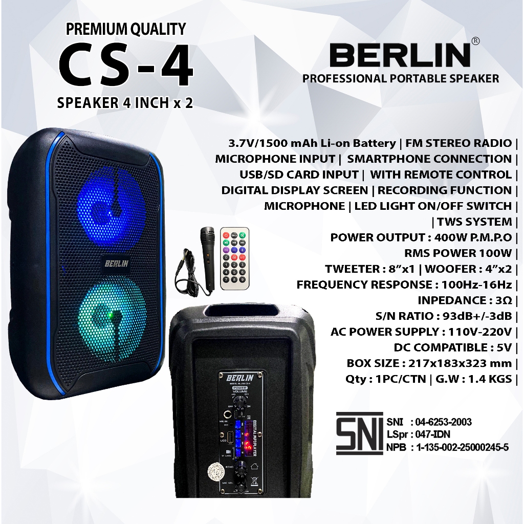 Jual Speaker Portable Professional BERLIN 238 / CS - A4 | Shopee Indonesia