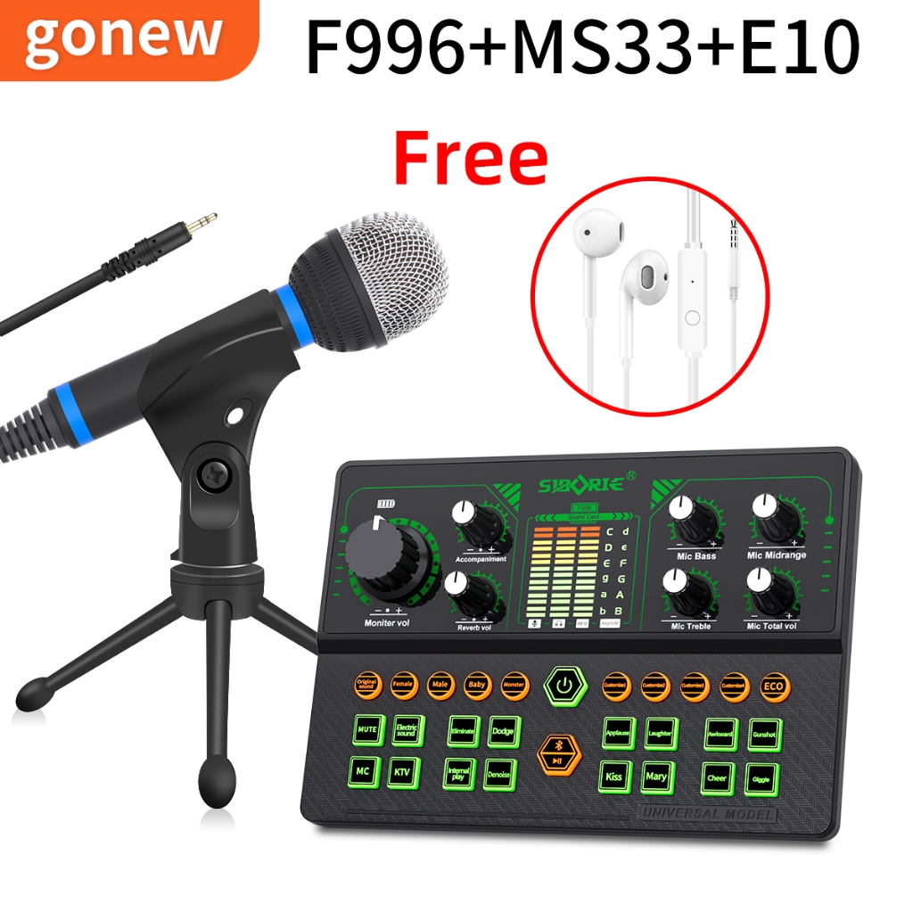 Jual Gonew【Free headset】soundcard F996+MS33/36/38 MIC paket lengkap SET ...