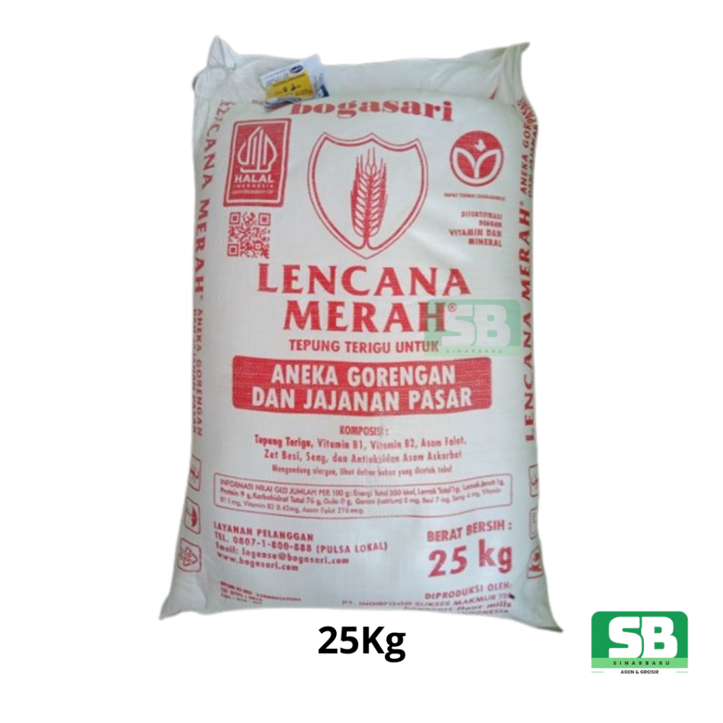 Jual TEPUNG TERIGU LENCANA MERAH KEMASAN 25 KG SATU BALL | Shopee Indonesia