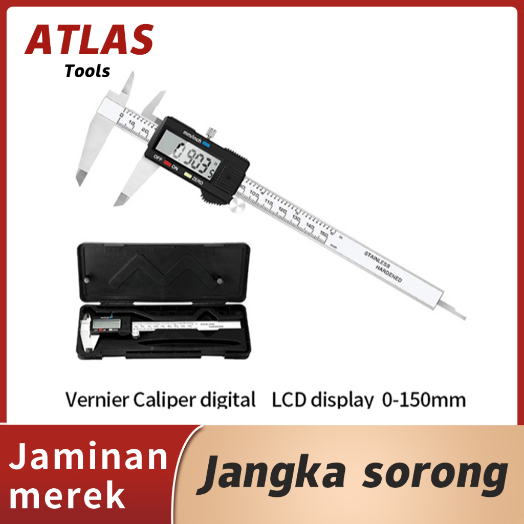 Jual ATLAS Tools Kaliper Vernier 6 inch Vernier Caliper/Jangka Sorong ...