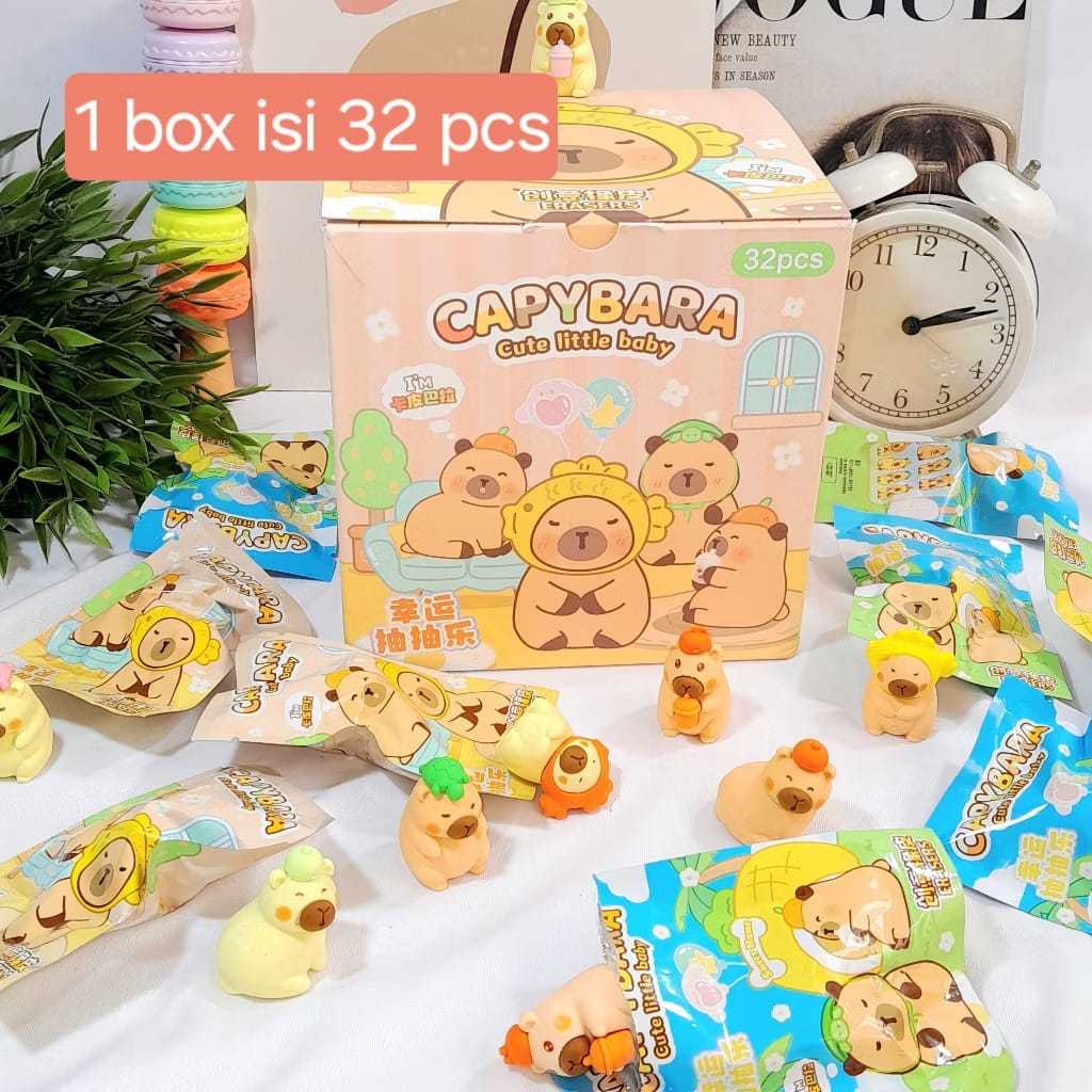 Jual Penghapus Mystery CAPYBARA 1 Box isi 32 PCS Lengkap CUTE Lucu Favorit Anak / Penghapus ...
