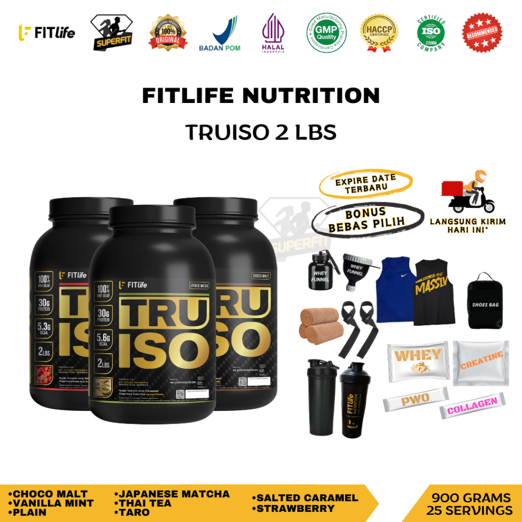 Jual Fitlife TRUISO 2 Lbs 900gr Whey Protein Isolate 900 Grams 2LB ...