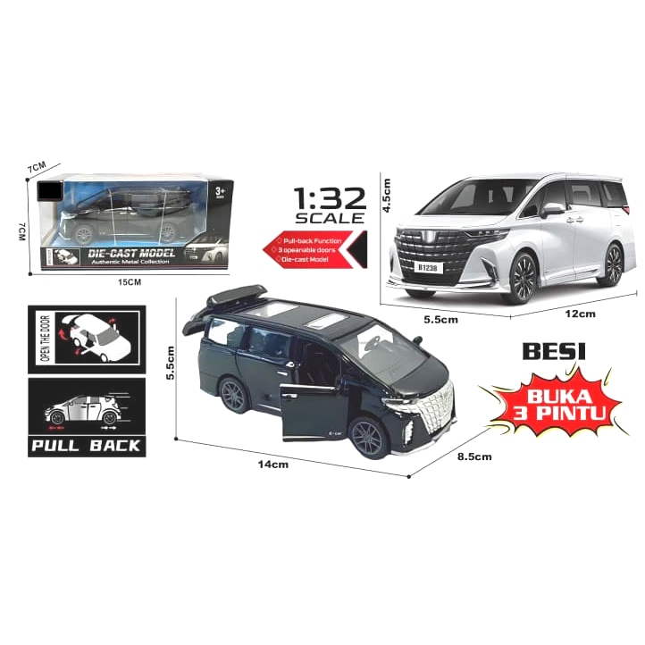Jual Mainan Mobil Diecast Metal Miniatur PullBack ALPHARD Buka 3 Pintu ...