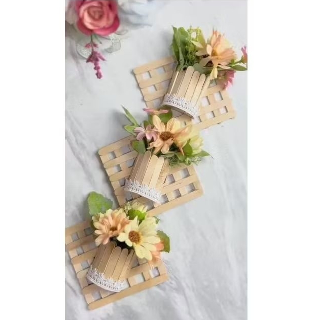 Jual Kerajinan Dari Stik Es Krim Dan Bunga Untuk Hiasan Dinding Diy