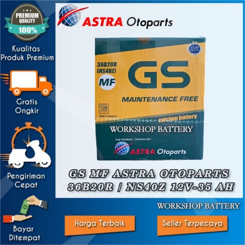 Jual AKI MOBIL TOYOTA AVANZA / RUSH / STARLET / SPARK. GA MF NS40Z / 36B20R 12V-35 AH. | Shopee ...