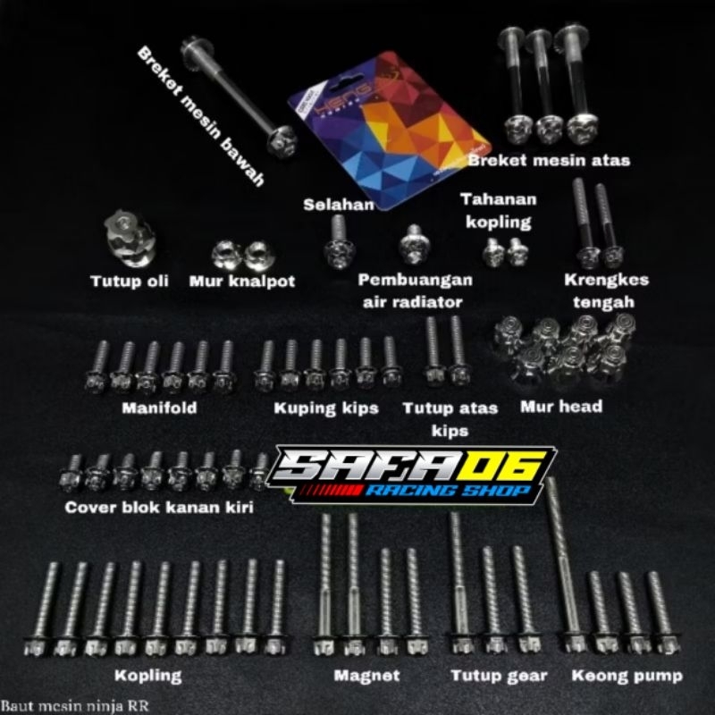 Jual PROBOLT FULL SET BAUT MESIN NINJA R SS RR ZX 150 KISS MODEL GS1 STAINLESS ORIGINAL HENG ...