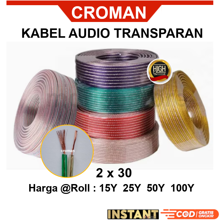 Jual CROMAN Kabel Listrik 2x30 Transparan High Quality Audio Cable ...