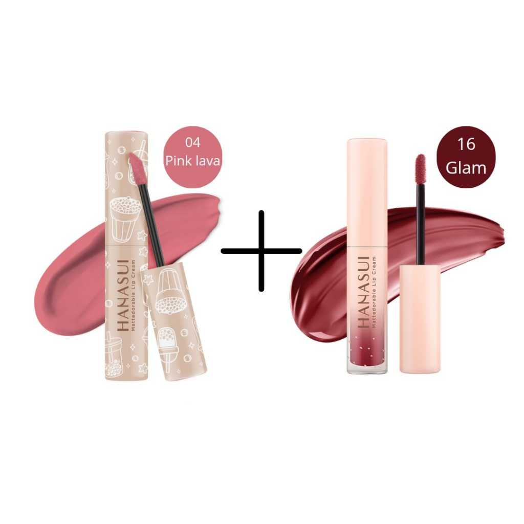 Jual hanasui ombre lip cream 04 pink lava + 16 glam | Shopee Indonesia