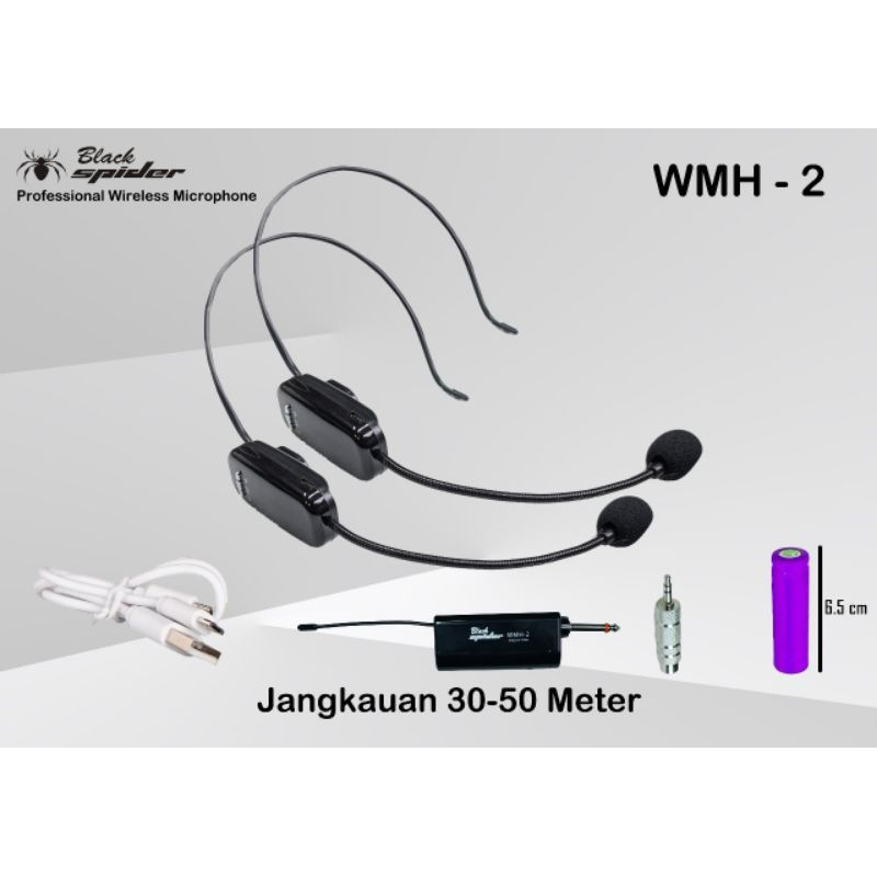 Jual MIC WIRELESS BLACKSPIDER WMH2 BANDO MICROPHONE WMH 2 HEADSET ...