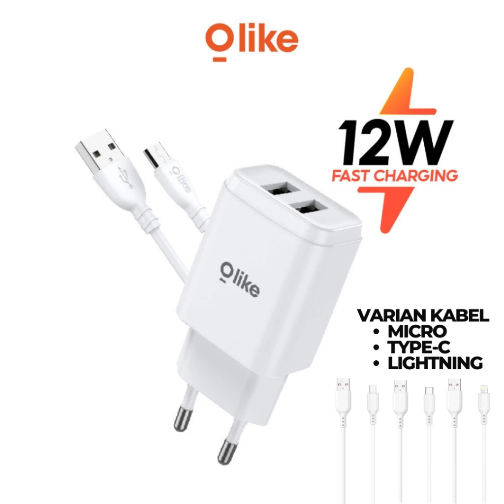 Jual Olike C201 Dual Port Set Charger Kabel Micro / Type-C / Lightning ...