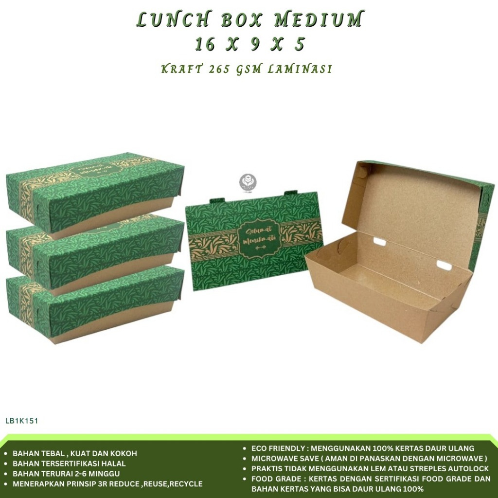 Jual Paper Lunch Box Medium Lunch Box Medium Bahan 265 Gsm (LB1K151 ...