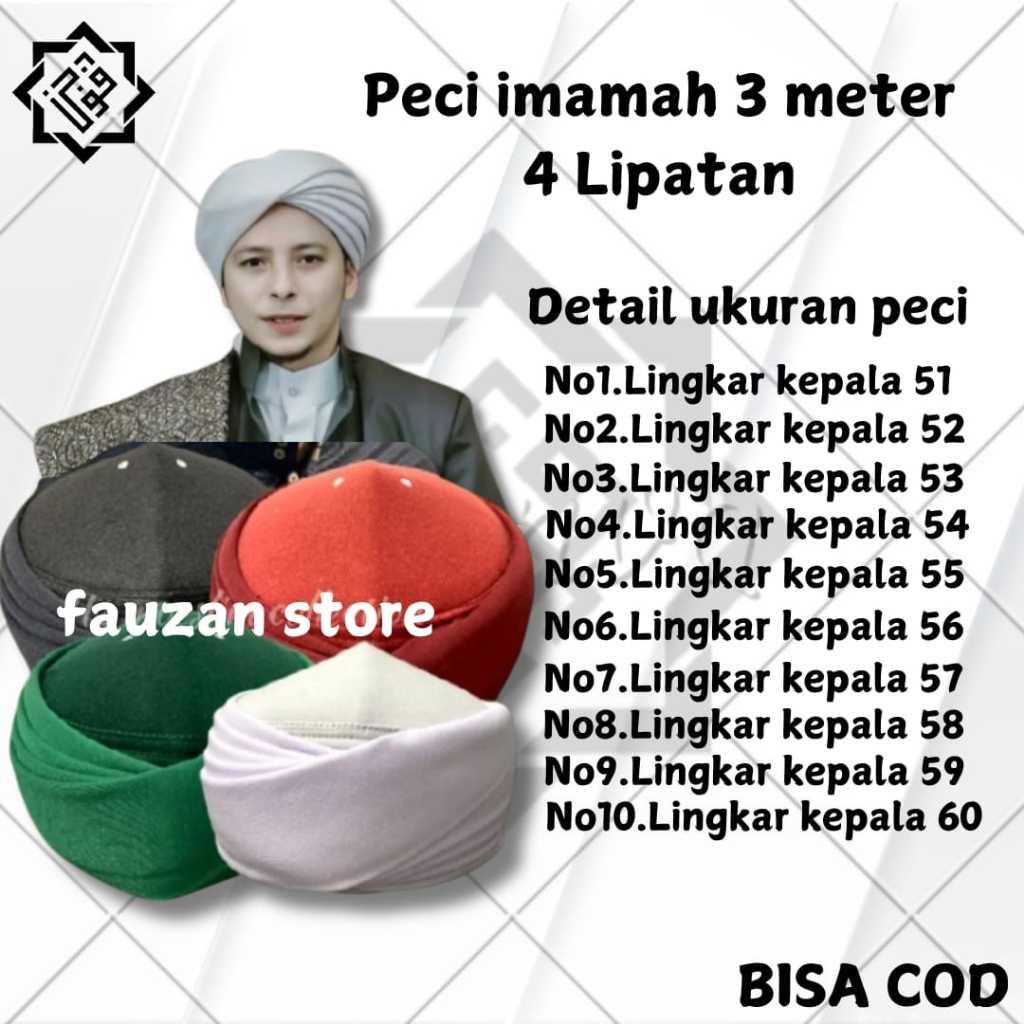 Jual Peci Imamah Permanen Buntut 4 Tingkat Instan Langsung Pakai ...