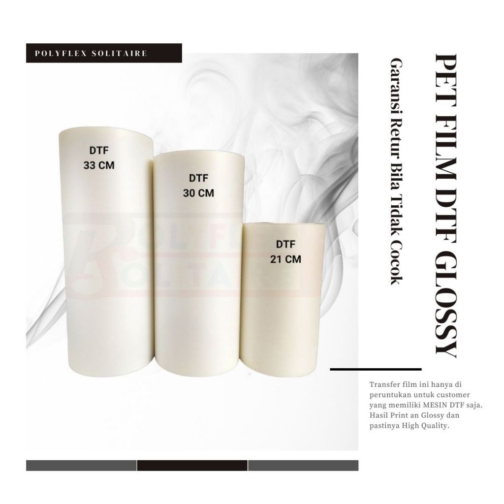 Jual Polyflex Solitaire DTF PAPER Untuk Mesin DTF Lebar 30cm PREMIUM ...
