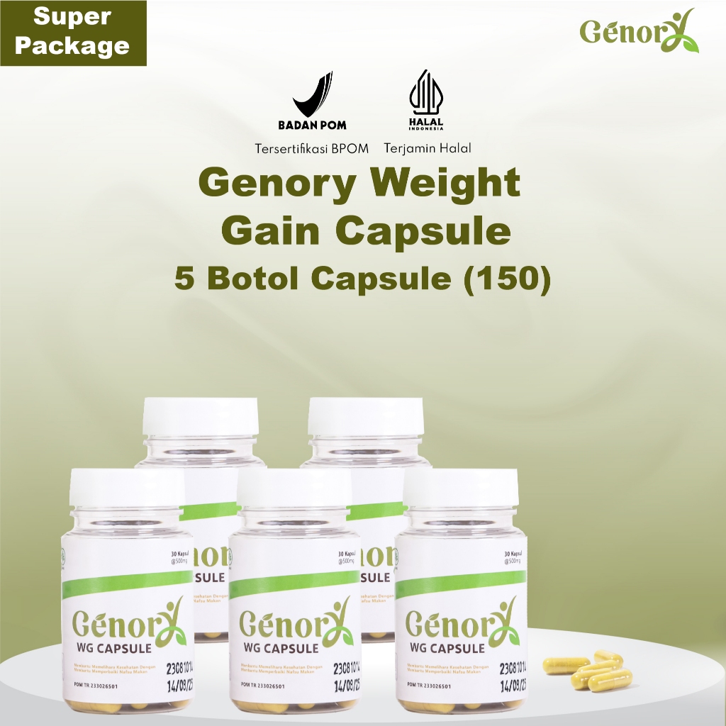 Jual GENORY Capsule Penggemuk BB (Paket 5 Botol) | Shopee Indonesia