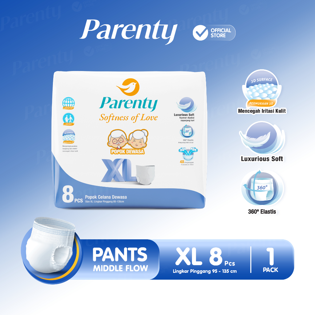Jual PARENTY Popok Celana Dewasa Soft Diapers Middle Flow Size XL, isi 8 pcs [1 Pack] | Shopee ...