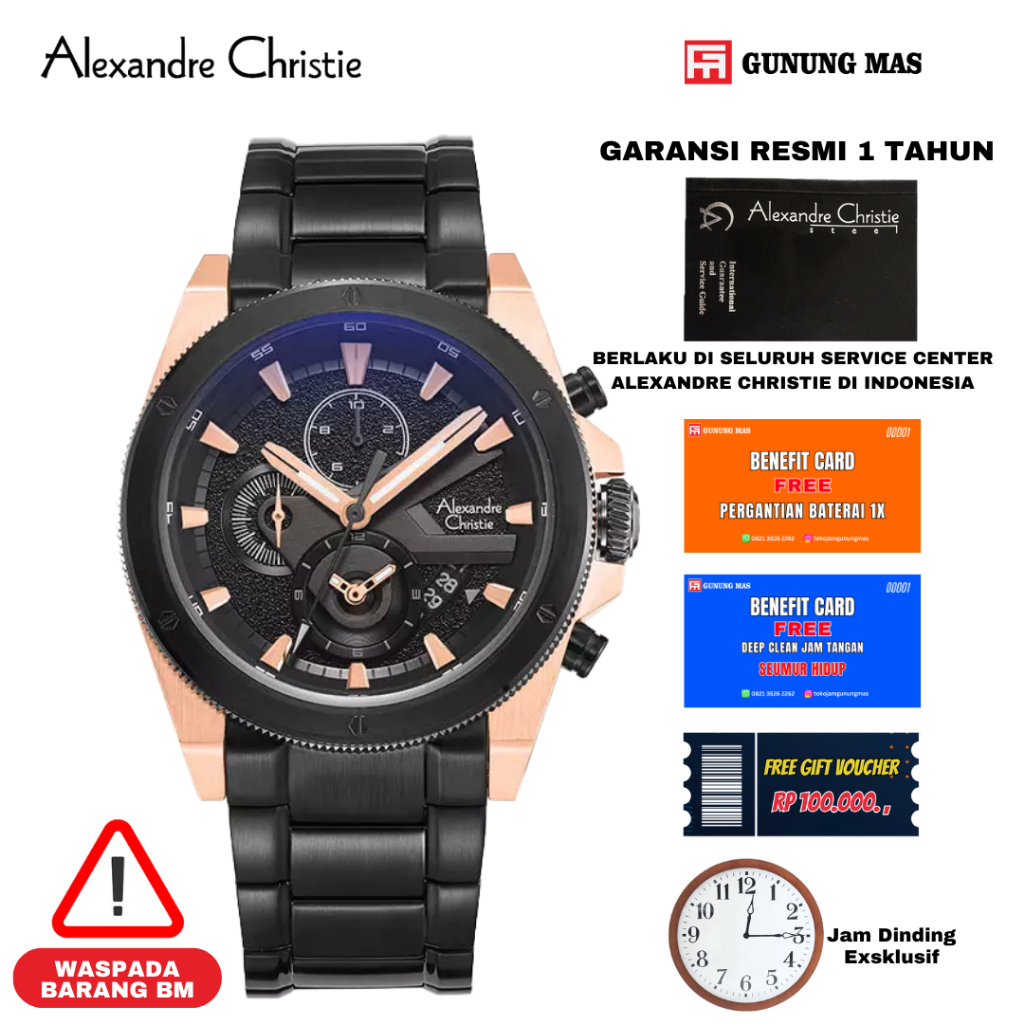 Jual Alexandre Christie AC 6619 MCRIPBABU Jam Tangan Pria 100% Original ...