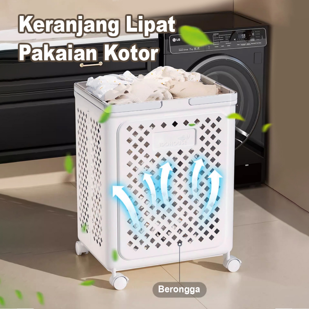 Jual Luckyred - Laundry Basket Keranjang Baju Kotor Lipat Dengan Roda ...