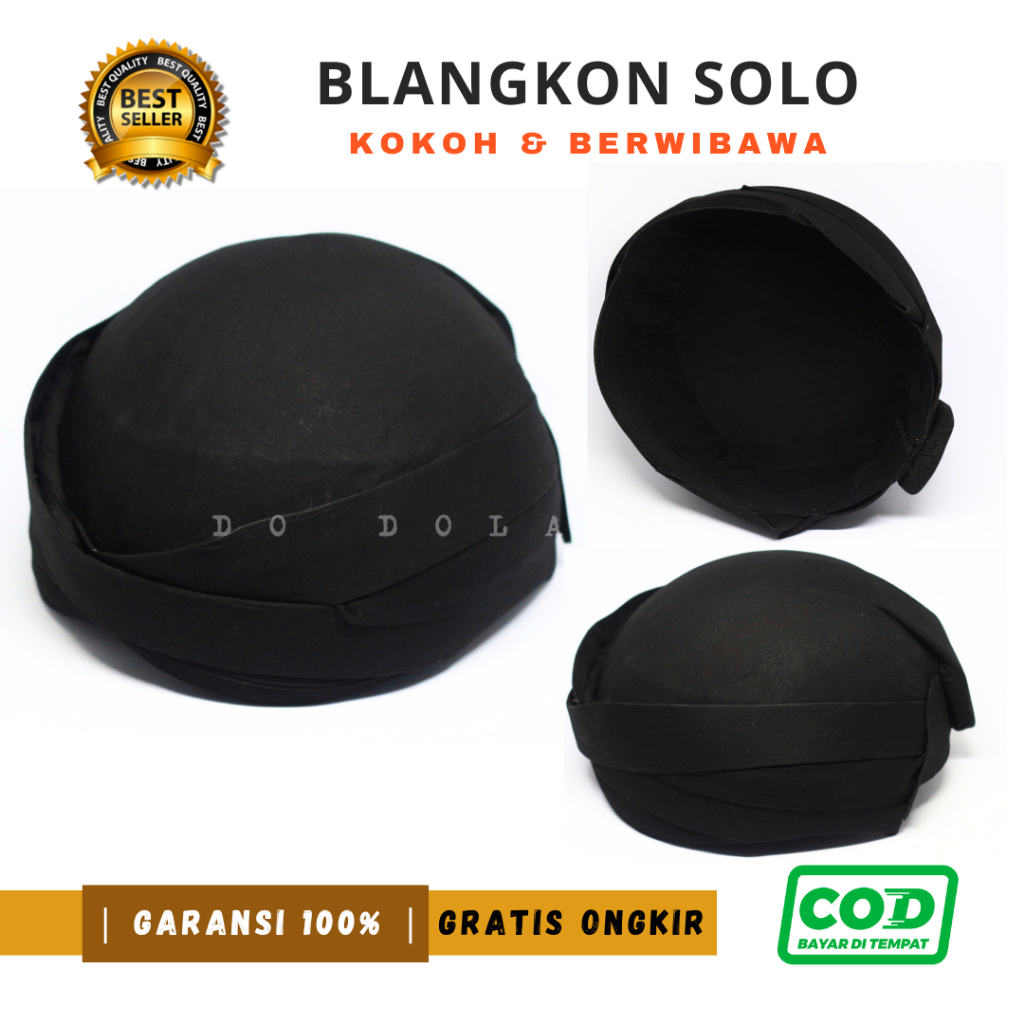 Jual Blangkon Solo Probawan Pria Blankon Jawa HItam Putih Polos ...