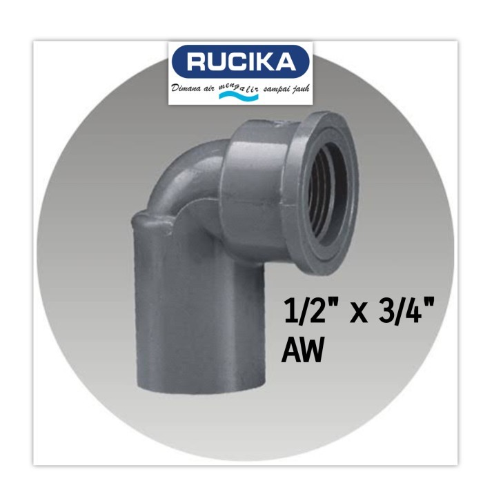 Jual RUCIKA FAUCET ELBOW / KENI DRAT DALAM PVC 90 1/2" X 3/4" (INCH) AW (TEBAL) | Shopee Indonesia