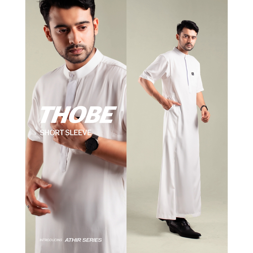 Jual Jubah Thobe Saudi Pria Lengan Pendek Athir Series Warna Putih BY ...