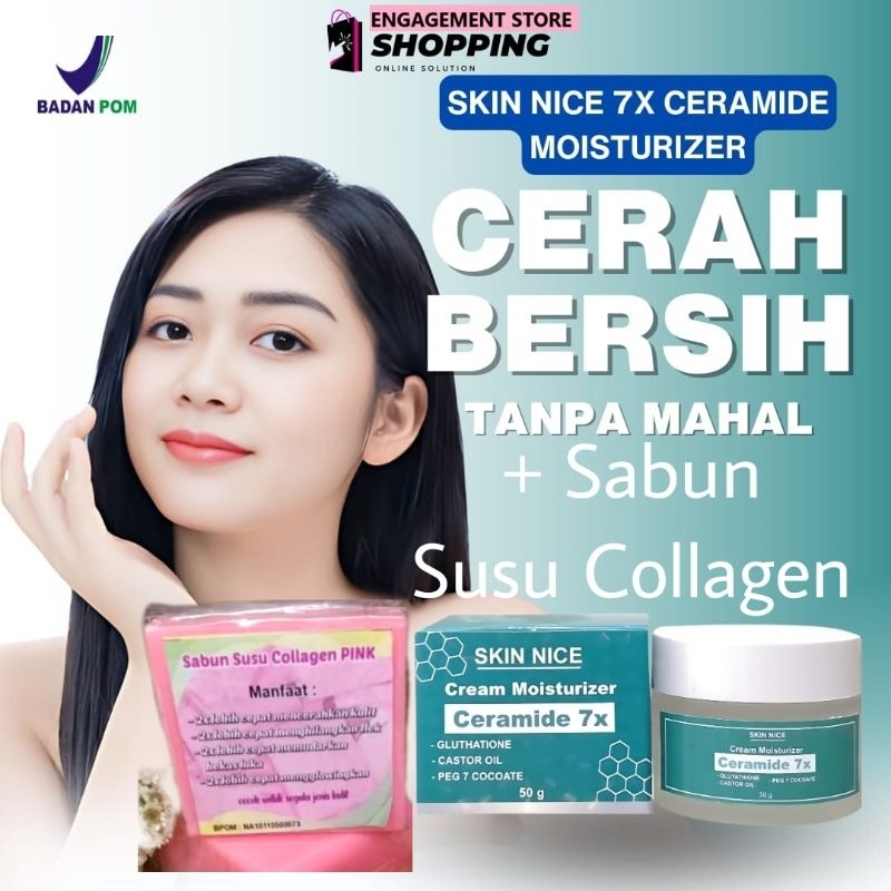 Jual Skin Nice 7X Ceramide Glowing Moisturizer Gel 50g+Free Sabun ...